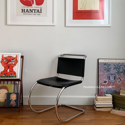 Lifepoem包豪斯先生椅不锈钢中古餐椅现代简约办公椅靠背椅子