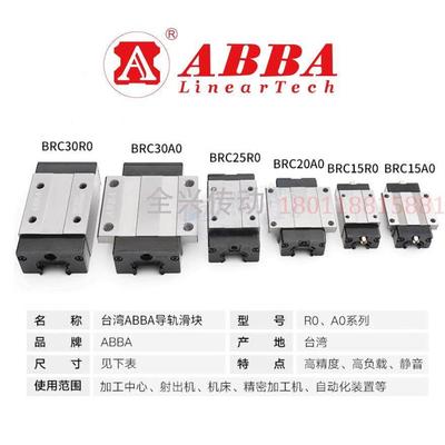 ABBA滑块导轨BRC/BRD15/20/25/30/35/45/R0/LR/A0/LA/U0/SU/BS/AL