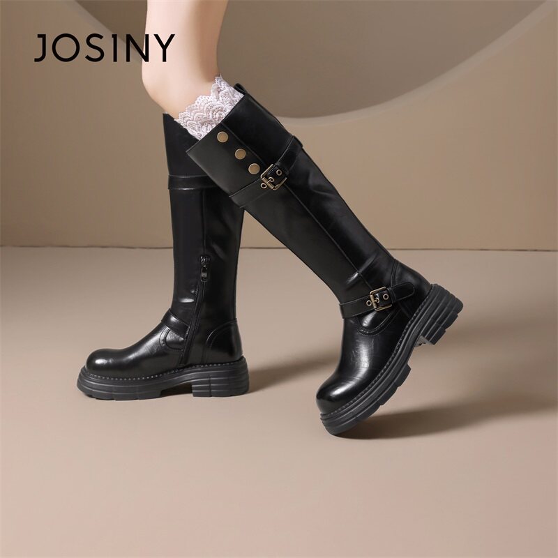 卓诗尼美拉德长筒靴2025秋冬新款厚底骑士靴显瘦增高厚底时装女靴