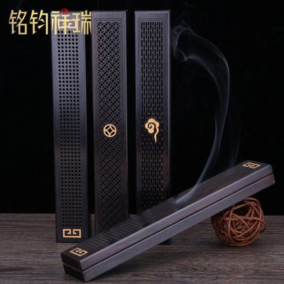 黑檀木线香炉紫光檀卧香盒家居室内焚香沉檀香线香熏炉工艺