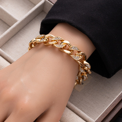 古巴手链排钻潮酷情侣手饰