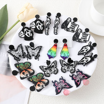 跨境万圣节骷髅耳饰批发