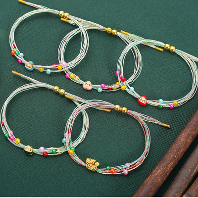 端午五彩手链宝宝龙舟串珠