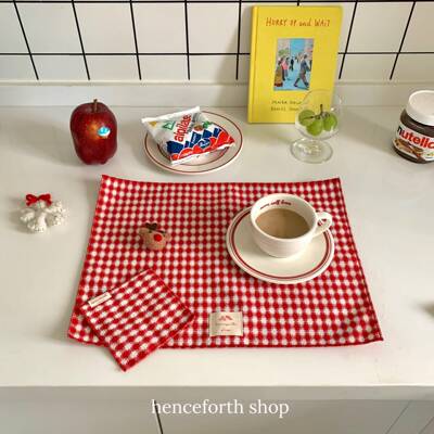 henceforth2022圣诞新年自制餐巾红提花餐垫方巾杯垫装饰垫ins风