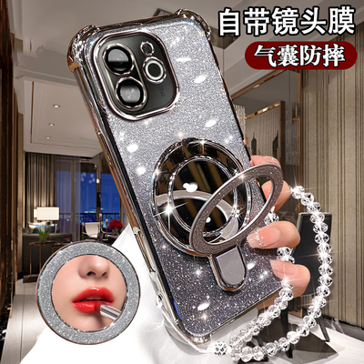 TecnoSparkGo2025 手机壳 tecnosparkgo2025 补妆镜支架高级感闪粉磁吸适用无线充电小众多色奢感轻奢潮流款