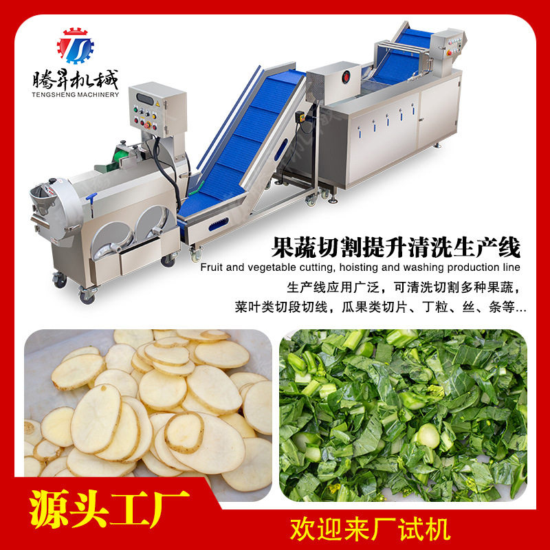果蔬气泡清洗机 洗菜机 洗果作业线 提升机 双头切菜机