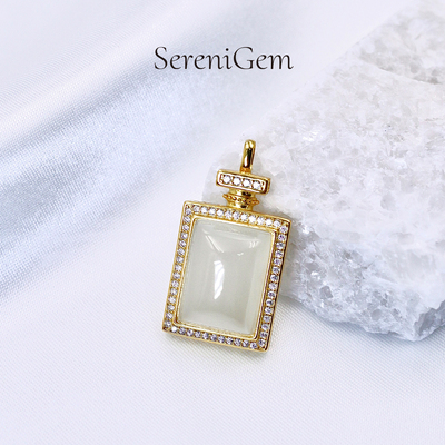SereniGem谧彩境 S925和田玉晴水方糖配链子无事平安牌吊坠