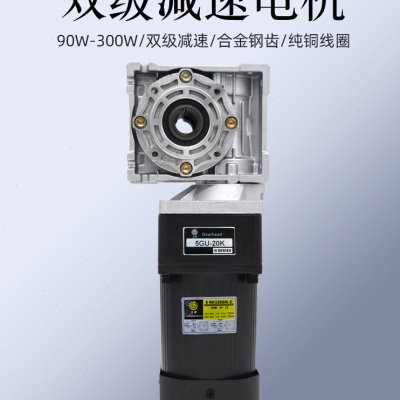 调速电机220V交流减速机90W120W200W250W双级蜗轮蜗杆减速箱