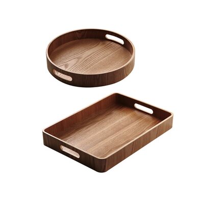 Cafeteria tray selectvion of wooden cake bread tray