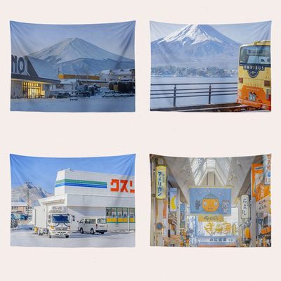 小武拉莫 日系风景挂布背景布卧室房间床头墙面改造宿舍装饰墙布