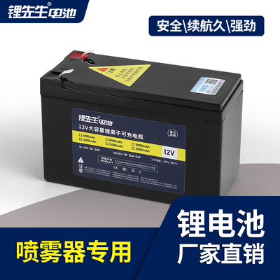 12V锂电池农用喷雾器电池大容量照明灯音响童车用可充电电瓶