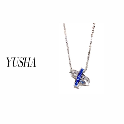 YUSHA/蓝白X字交叉小尚项链-丫丫同款