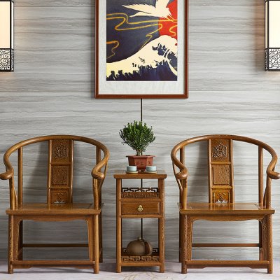 红木家具 全鸡翅木圈椅三件套 仿古中式实木围椅圆椅太师椅靠背椅