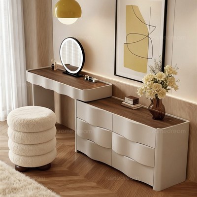 三梦梳妆台斗柜一体卧室现代简约化妆桌2025新款化妆台床尾收纳柜