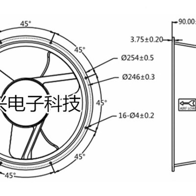 全新RENGANG RG25489B220 220v全金属耐高温配电箱机柜轴流风机