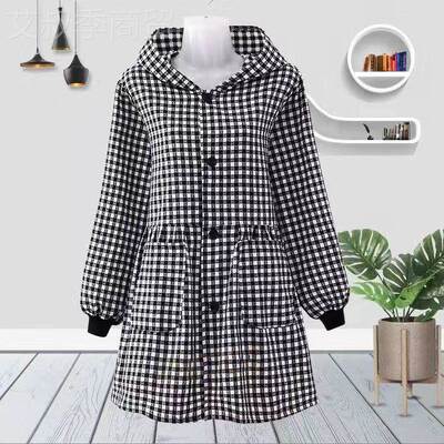 正穿罩围扣衣中长款过膝裙前系厨房家用做饭女上班厂里干活IIM工