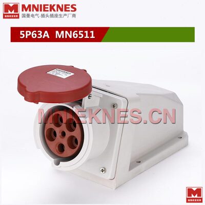 5孔63A工业插座 明装插座 防水插头插座6511三相五线3P+N+E IP44