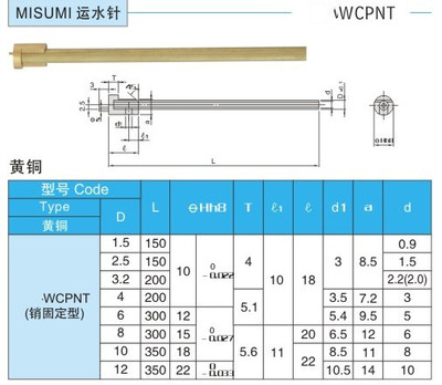 供应模具运水针WCPNT1.5/2.5/3.2/4/6/8/10/12 WCPN销定位型WCPST