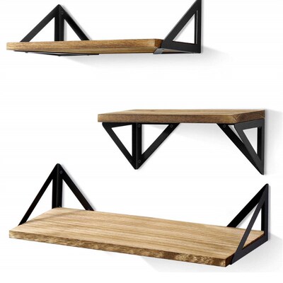浮式搁板托架壁挂式,仿古木壁挂式搁板2pcs/套 用于卧室,浴室等