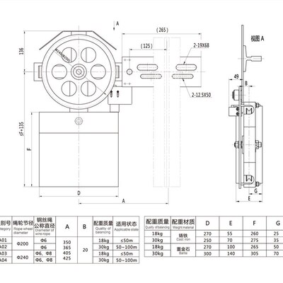 电梯涨紧装置 OX-300A 奥德普涨紧轮重锤 限速器 电梯配件