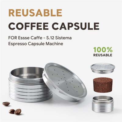 Essse Espresso 咖啡机可重复使用不锈钢胶囊壳填充式咖啡杯套装