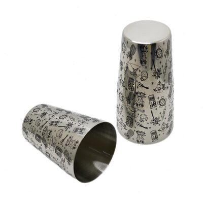 甄选304不锈钢波士顿酒吧调酒器两段式摇酒壶套装蚀刻夏威夷shake