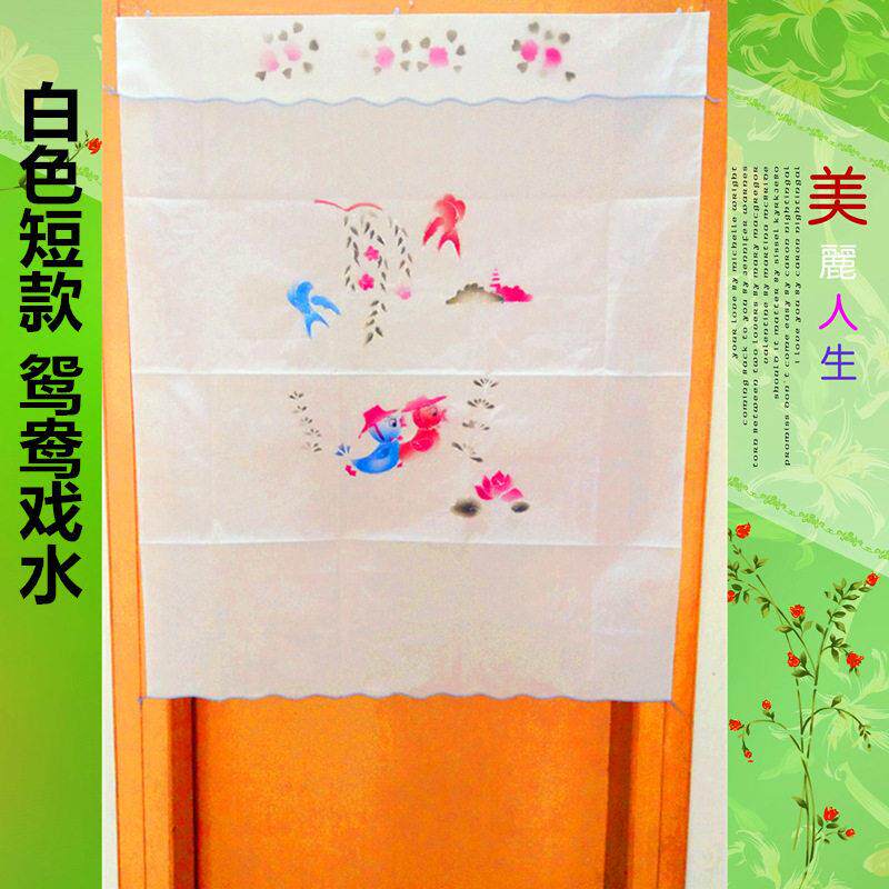 居家布艺印花门帘 客厅卧室厨房隔断帘半帘涤棉喷绣传统怀旧