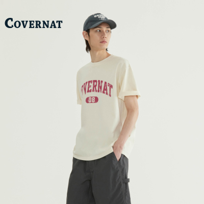 COVERNAT男士做旧款印花logoT恤