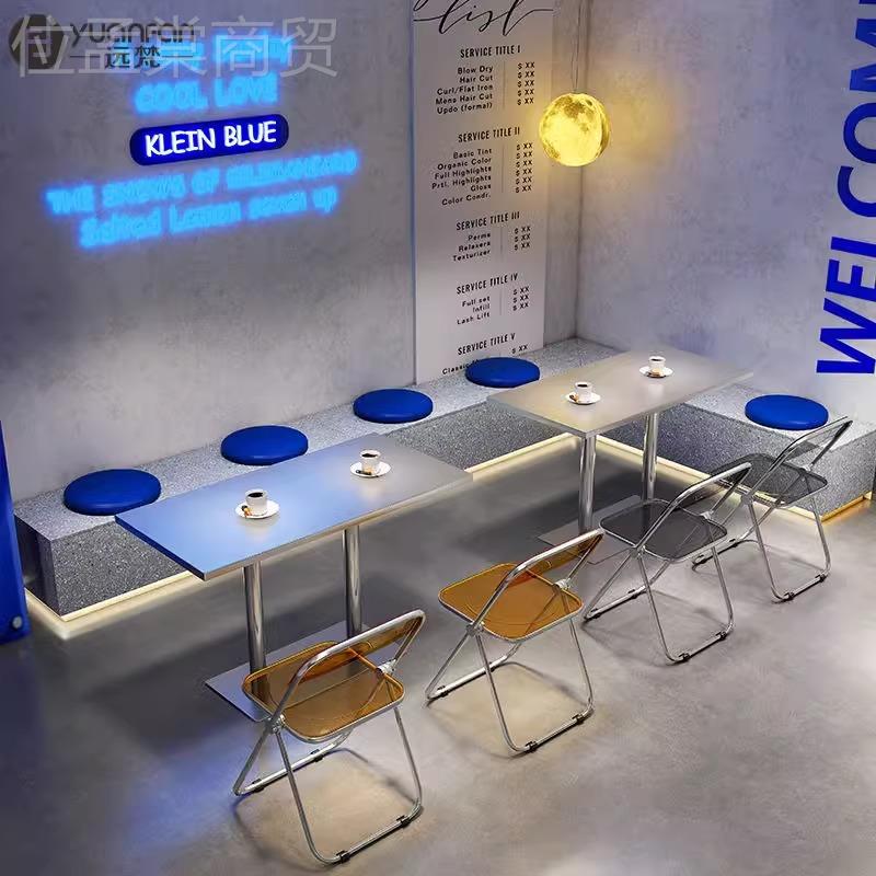 商用墙奶茶店卡沙座发HJR靠甜品长条凳咖啡休闲西餐厅实店木桌椅