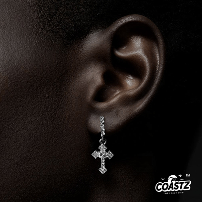 CoastZ十字架耳环男轻奢高级感锆石耳坠带钻痞帅耳钉欧美嘻哈潮流