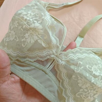 法式蕾丝超薄水晶杯透气兔耳C朵大胸显小女士内衣W463