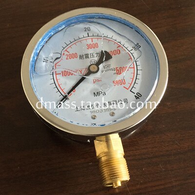 耐震压力表YN100缩缓冲管0-40Mpa不锈钢防震压力表0-5800PSI径向