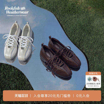 RockfishWeatherwear26秋冬方头绑带休闲透气高跟芭蕾舞女鞋