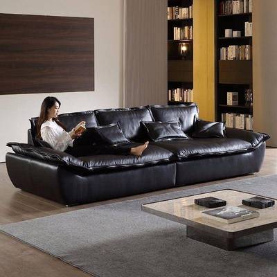 皮艺沙发现代坐28380极油简轻奢风小户型超宽深奶调档生态皮高帆