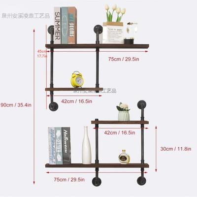 工客业管道架壁板挂式搁架厅浴室厨h8265房储物架金黑色属管道支