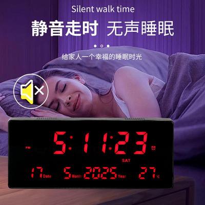 数码电子万钟示挂墙英文led商场年历3615英文挂钟带温度时钟显数