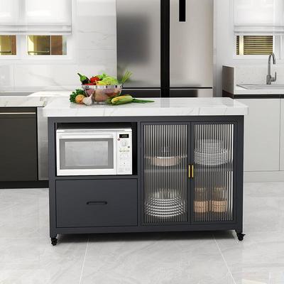 轻物奢大理石厨房可移动ZG-73133中岛台开餐桌一体料理边台放式餐