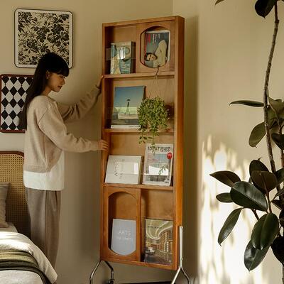 动中复古风穿衣IRQ全身镜子家用可移杂志旋实木一架体转落地隔断