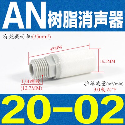 气动消声器AN20-02树脂1/4螺纹