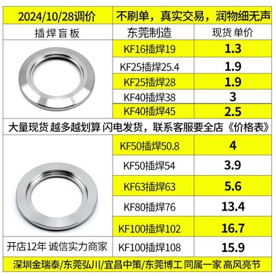 304不锈钢真空开孔盲板 快装法兰环KF16 25 40 50 63 80 100 160