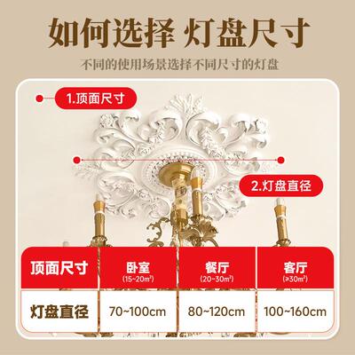 P灯盘组U轻合拼花灯座法式圆形奢池穹ZMS顶非石膏线条造型雕花灯