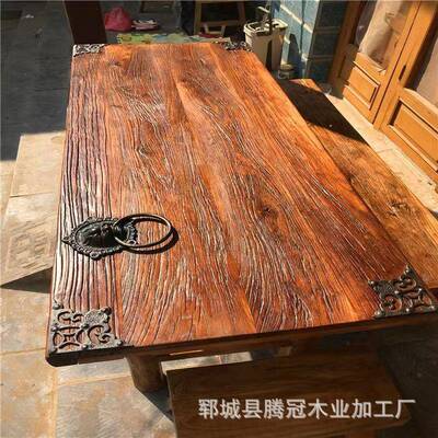 榆风木原EIL木茶桌复古化老门木板风化桌办公老榆桌书房吧台老桌