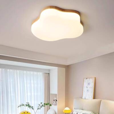 奶油风云厅实木客大灯吸顶灯朵原木风65014现代简约大主卧厅室吊