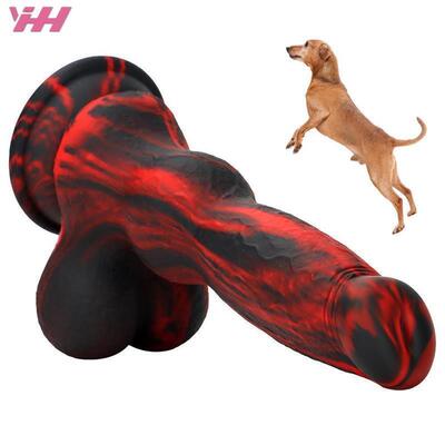 Soft Dog Penis With Suction Cup Big Dildo Anal Plug Colored
