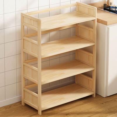 实木物置架简易ZIY厨房品多层落用地收架纳架落地书架式木质置物