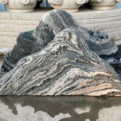 雪浪石切片组合室内石头造景山水景观装饰庭院刻字雪浪石景墙