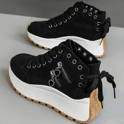 款Women's Fashionable Lace Up Platform Sneakers Casual