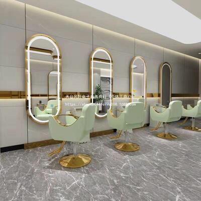 壁理发店镜台发廊镜子E挂式发镜子L60940D落带灯网红美发店镜子无