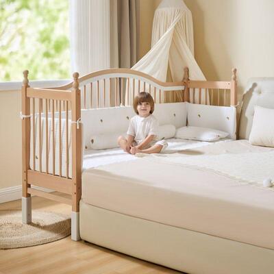 榉木儿拼接床加RJZ宽床童边婴儿床实木儿童宝宝大床床升降护栏