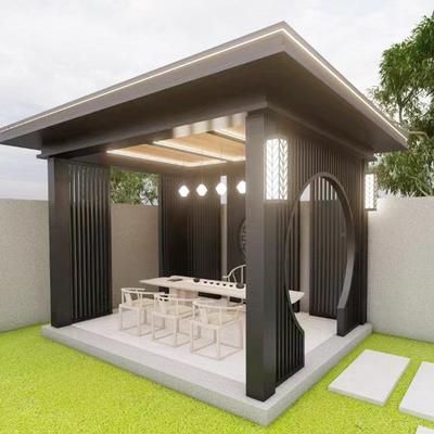 新中式铝艺凉2718亭室外花园休闲遮四角阳亭子园林景观户铝外合金